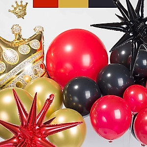 Black and Red Gold Balloon Garland kit 135Pcs Latex Chrome gold and Crown star balloons for Birthday Party anniversary 2023 graduation prom day Decorations