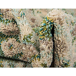 Unique Loom Penrose Collection Distressed Traditional Vintage Floral Area Rug, 3 ft 3 in x 3 ft 3 in, Green/Beige