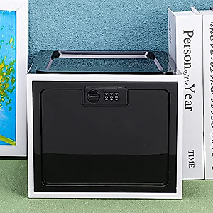 Yalikop Lockable Box Medicine Lock Box for Safe Medication Plastic Clear Lockable Storage Box for Medicine Snacks Food and Home Safety Phone Lockable Storage Bin Refrigerator Locking Container(Black)