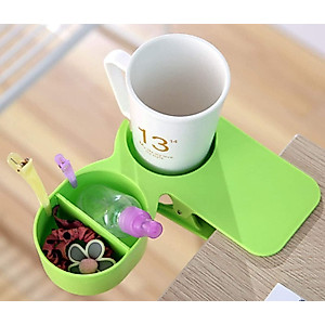 YARKIM Drinking Cup Holder Clip- Chair and Table Bottle Cup Stand The DIY Glass Clamp Storage Saucer Clip Water Coffee Mug Holder Saucer Clip Design for Home & Office,Green (1 Pack(New Type Green))