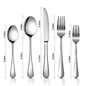 Silverware Set，MASSUGAR 20-Piece Silverware Flatware Cutlery Set, Stainless Steel Utensils Service for 4, Include Knife/Fork/Spoon, Mirror Polished (Silver)