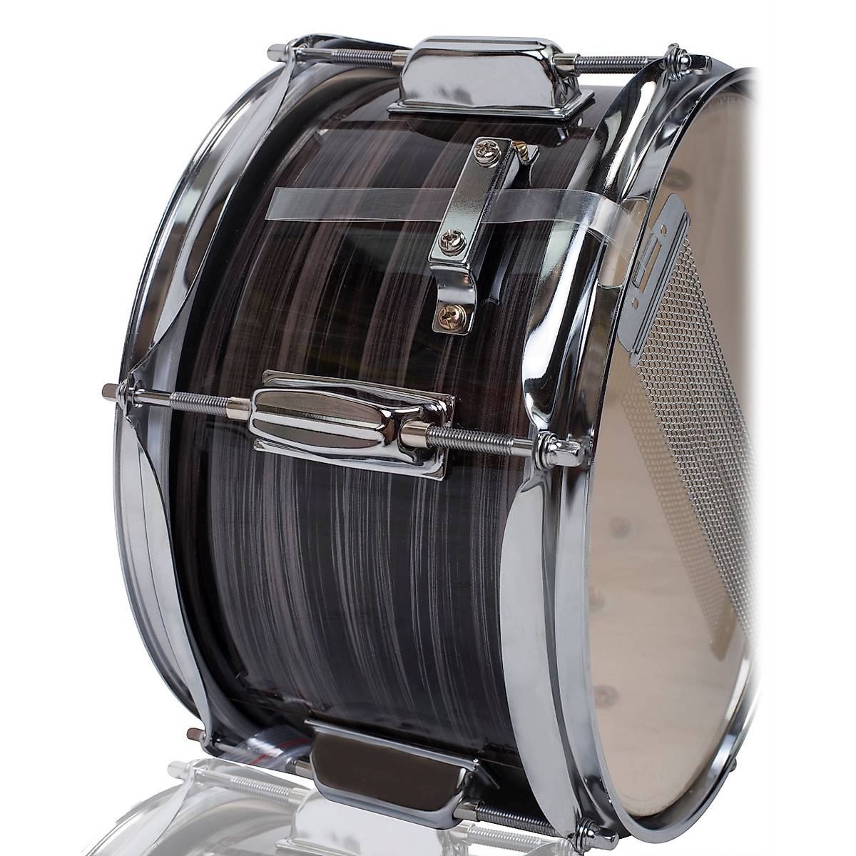 Popcorn Snare Drum by GRIFFIN | Firecracker Acoustic 10" x 6" Poplar Shell with Zebra Wood PVC | Soprano Mini Concert Marching Percussion Musical Instrument with Snare Throw Off, Drummers Key & Head