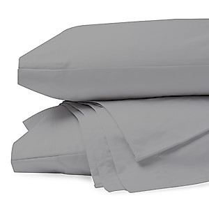 Hotel Luxury Bed Sheets, 400TC Twin Soft Silver Sheet Set, 100% Cotton Bed Sheets, Back to School College Essentials, Skin Friendly Bedding Set with Deep Pocket, Percale Cooling Sheets