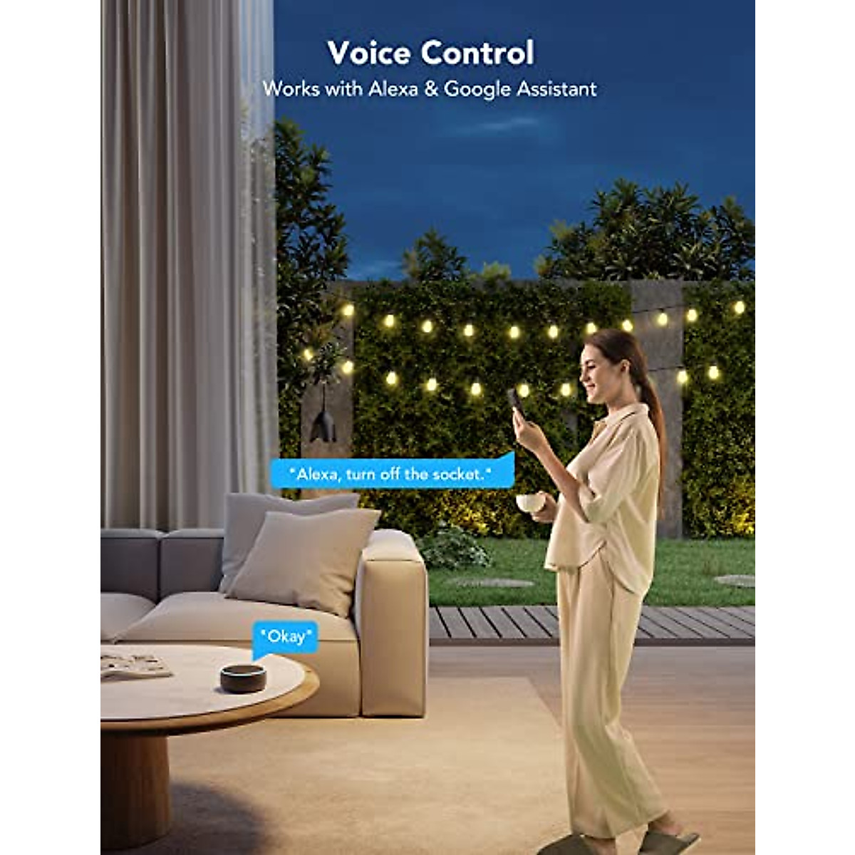 Govee Outdoor Smart Plug, 3-in-1 Compact Outdoor WiFi Bluetooth Plug, Conical Waterproof Design, 15A Outdoor Smart Outlet with Timer, Compatible with Alexa and Google Assistant, No Hub Required