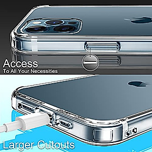 GiiKa for iPhone 12 Pro Max Case with Screen Protector, Clear Full Body Shockproof Protective Hard Case with TPU Bumper Cover Phone Case for iPhone 12 Pro Max