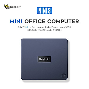 Beelink Mini S Mini PC W11, Intel 11th Gen N5095 (Max 2.9 GHz), Small Desktop PC 8GB DDR4 RAM 128GB SSD, Mini Computer Support 4K Dual HDMI, WiFi5 Bluetooth 4.0, Gigabit Ethernet, 4USB3.0