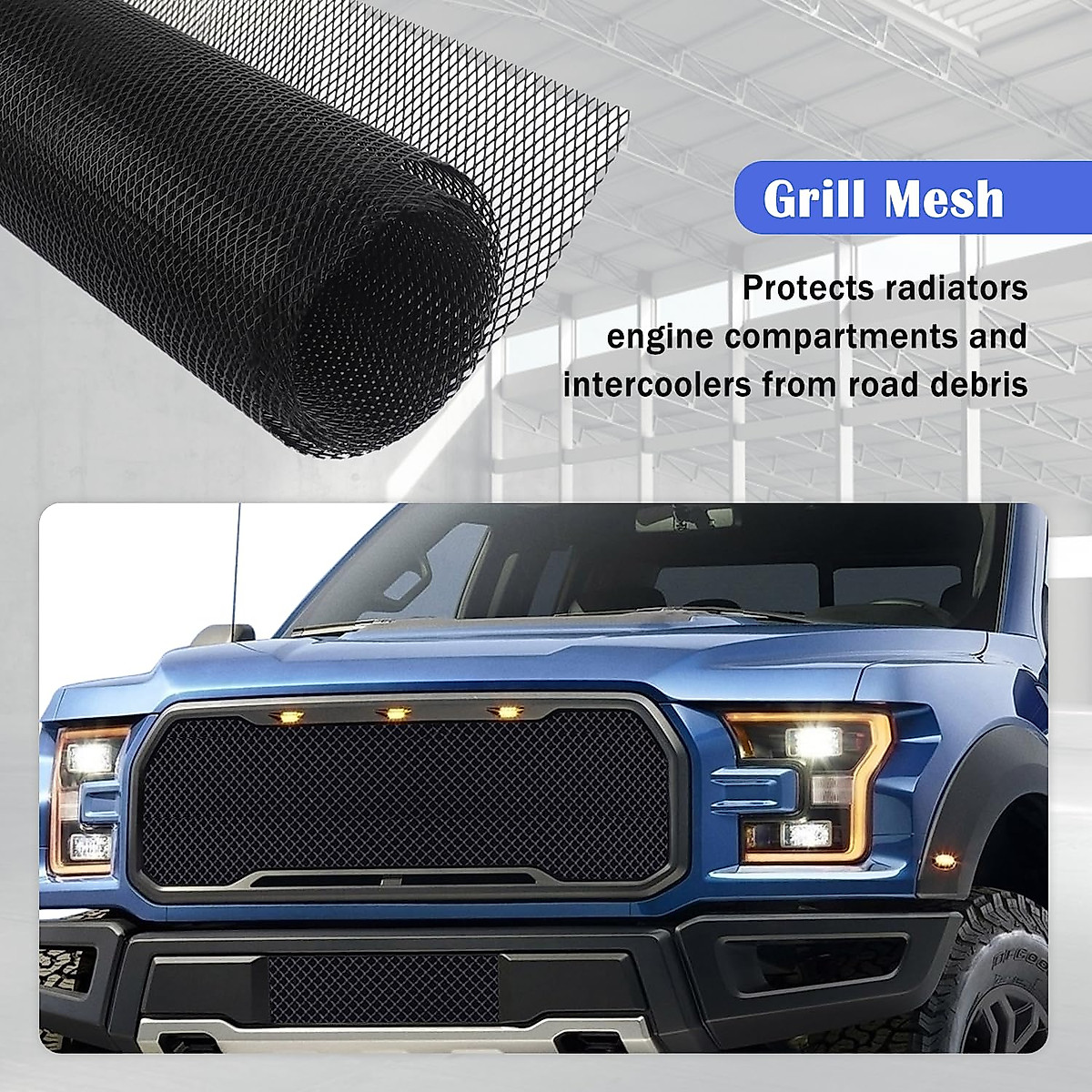 Trimmable Car Grill Mesh,Aluminum Alloy Automotive Grilles,Universal Mesh Grill Insert Fits for Front Bumper Hood Air Vents Spoiler Automotive Exterior Accessories