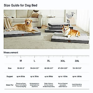 WESTERN HOME Memory Foam Orthopedic Dog Bed, Washable Dog Crate Bed for Large Dogs, Pet Bed Mat with Removable Cover and Waterproof Lining, 36 Inches, Grey
