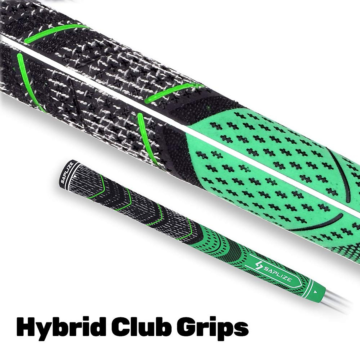 SAPLZIE Hybrid Rubber Golf Grips 13 Pack, All Weather Design, 13 Grips with All Kits, Multi-Compound Hybrid Golf Club Grips, CL04 Series, Standard Size, Green