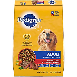 Pedigree Complete Nutrition Adult Dry Dog Food Grilled Steak & Vegetable Flavor Dog Kibble, 40 lb. Bag