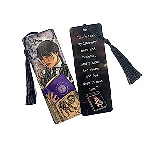 jinrio Wednesday Addams Bookmark with Tassels,Double Sided Bookmarker Excellent Party School Classroom Prize Reading Rewards,Gifts for Fans