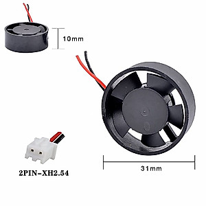 WINSINN 30mm Round Fan Circle 12V, Micro 12 Volt Ring Fans Loop 3010 Hydraulic Bearing, Brushless Cooling 31.5x10mm 2PIN (Pack of 5Pcs)