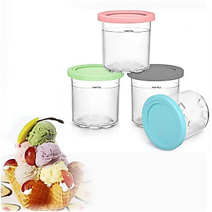 Creami Containers, for Ninja Creami Ice Cream Maker Pints,16 OZ Icecream Container Safe And Leak Proof Compatible with NC299AMZ,NC300s Series Ice Cream Makers