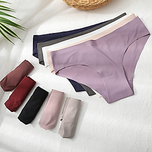 LEVAO 10 Pack Seamless Underwear for Women No Show Cheeky Bikini Panties Breathable Silk Touch Brief S-XL