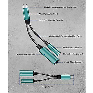 Samsung Galaxy S23 Headphone Adapter, 2 in 1 USB C to 3.5mm Headphone Adapter with PD 60W Charging Dongle Compatible with Galaxy S23+/S22+/S22/S22+/S21+/S20/S20FE/Note 10+, Google Pixel 7/6Pro/5/4XL