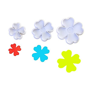 Yardwe Molds Four Leaf Clover Spring Plunger Cake Mold Sugar Cake Fondant Decoration Tool 3pcs (White)