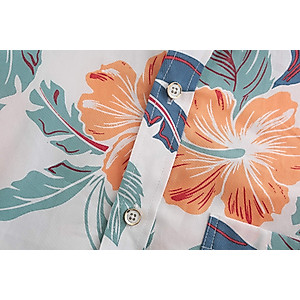 Dioufond Men Hawaian Shirts Short Sleeve Aloha Hawaii Tropical Shirt White Hawaiian L