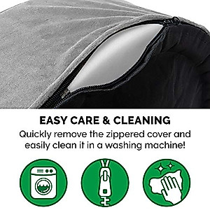 Furhaven Orthopedic Dog Bed for Medium/Small Dogs w/ Removable Washable Cover, For Dogs Up to 18 lbs - Plush & Velvet Oval Lounger - Smoke Gray, Medium