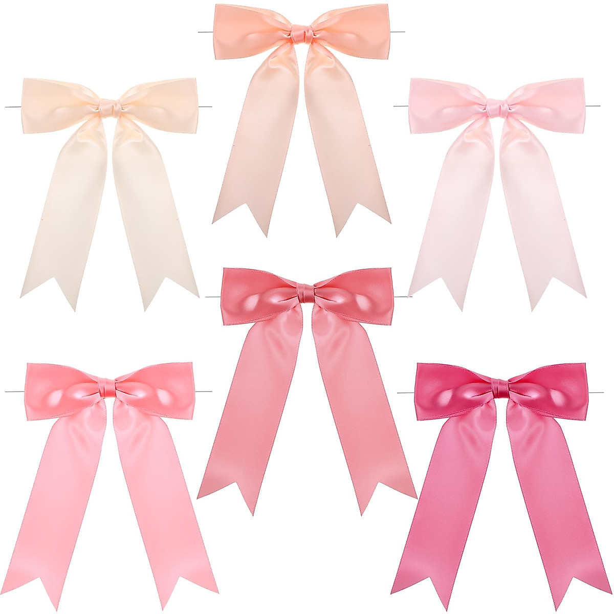 Canlierr 48 Pcs Christmas Pink Twist Tie Bows 5 x 7 inch Pastel Satin Ribbon Bows with Twist Tie Craft Bows for Xmas Gift Wrapping Wedding Birthday