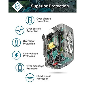 Amityke Battery for Makita 18V Battery 6.0Ah, 4Pack Replacement Batteries Compatible with Makita 18 Volts Battery BL1860 BL1820 1830B 1840B 1850B, Fit with Original Makita 18V Battery Chargers