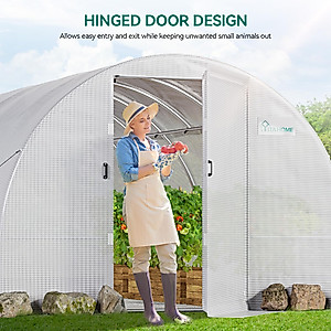 YITAHOME 20x10x7ft Greenhouse Extra Large Heavy Duty Large 2 Swing Doors Walk-in Greenhouses Tunnel Green Houses Outdoor 8 Windows Gardening Upgraded Galvanized Steel Garden, White