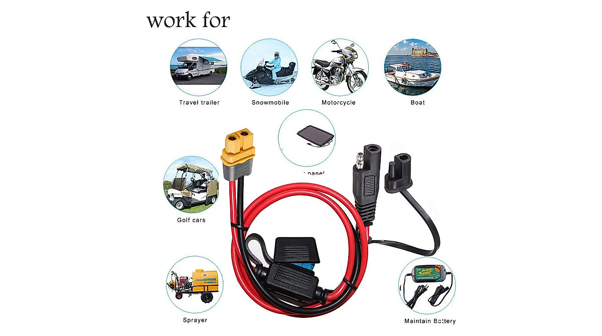 YETOR 10AWG SAE to XT60 Connector Cable - 15A Fuse