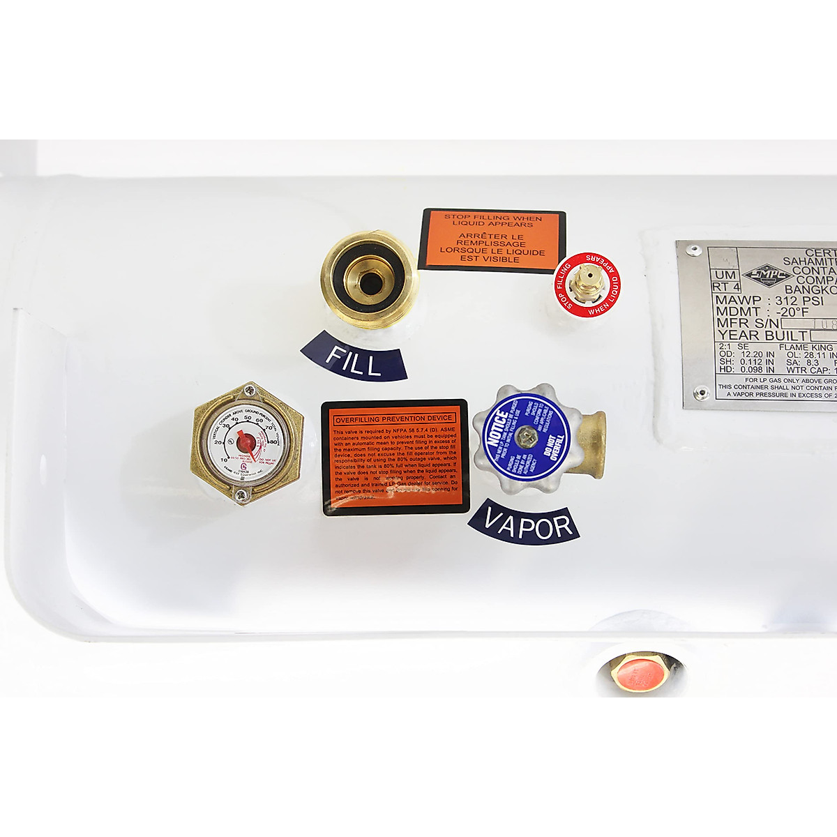 Flame King YSN122 12.2 Gallon RV, Van Or Trailer Horizontal ASME RV Propane Tank Cylinder, 12" x 28"