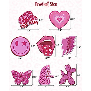 16PCS Pink Preppy Fridge Magnets, Good Magnetic, Locker Decorations for Girls in Middle School Waterproof Refrigerator Magnets Aesthetic Pink Y2k Smiley Face Leopard for Office Kitchen Whiteboard