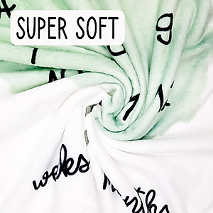 two little dinos Baby Monthly Milestone Blanket for Boy or Girl - Unisex Gender Neutral Age Blanket Growth Chart by Weeks or Months with Markers - Newborn Milestone Photography - First Year 0 to 12