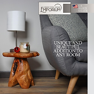 Creekview Home Emporium Tree Stump End Table - 14 Inch Natural Fir Wood Side Table - Rustic Bedside Nightstand - Decorative Stool Plant Stand for Cabin Furniture - Log Plant Stand for Outdoor Garden