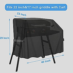 Griddle Cover 600D Heavy Duty for Blackstone 22 inch 17 inch Griddle with Hood and Stand, BBQ Gas Grill Cover Waterproof Windproof Weather Resistant for Outdoor, BBQ , Grilling, Camping