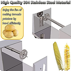 Twisted Potato slicer, Cortador de Papas en Espiral Tornado Curly Fry Cutter with Stainless Steel skewers, Manual Spiral French Fries Cucumbers Carrots DIY BBQ Slicer with Reusable Stick