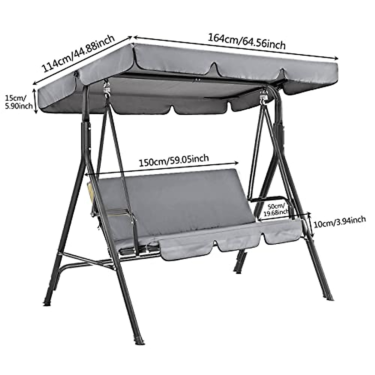 Patio Swing Cushion Cover, All Weather Patio Swing Cover Canopy Cover, 59x20x4in Waterproof Dustproof Swing Chair Protector, Patio Swing Cushion Cover Replacement for Courtyard & Garden