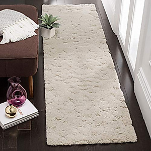 SAFAVIEH Florida Shag Collection Area Rug - 8'6" x 12', Cream & Beige, Scroll Design, Non-Shedding & Easy Care, 1.2-inch Thick Ideal for High Traffic Areas in Living Room, Bedroom (SG470-1113)