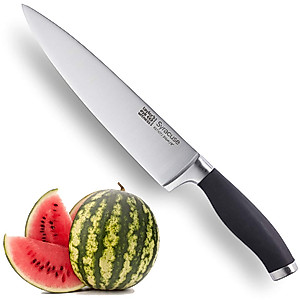 Taylors Eye Witness Syracuse Chefs/Cooks Kitchen Knife - Professional 20cm/8 Inch Cutting Edge, Multi Use. Precision Ground, Razor Sharp, Ultra Fine Blade. Soft Textured Grip Matte Black Handle.