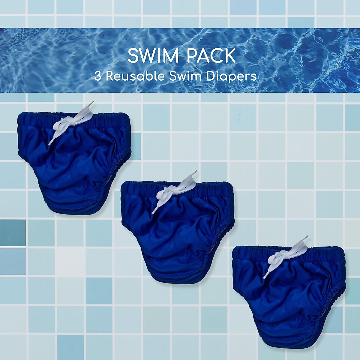 KaWaii Baby Unisex Infant Toddler Swim Diapers, Reusable Swimming Pants Mesh Inner, 3-Pack (S,M,L) 12-40 lbs