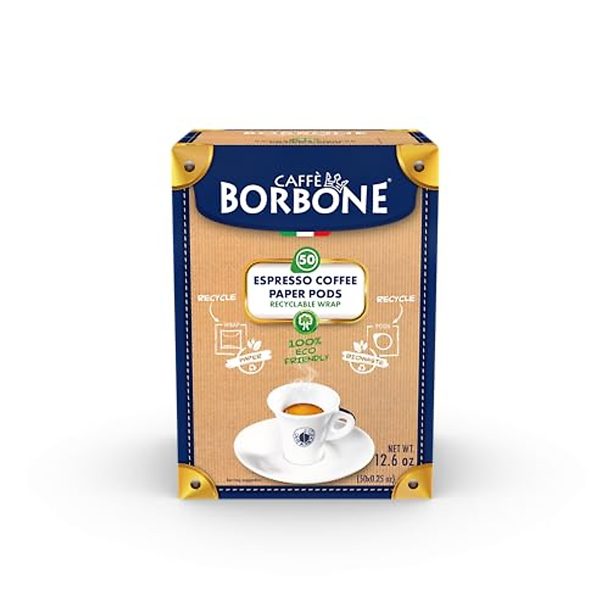 Caffe Borbone Espresso Paper Pods, Red Blend, Medium Roast - 50 Count