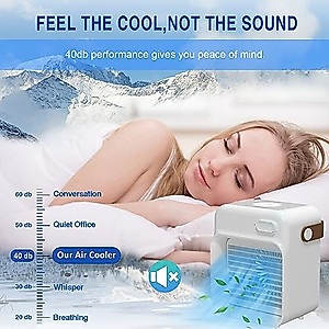 clleylise Portable Air Conditioner, Rechargeable Personal Air Cooler Quiet Desk Fan with 3 Speeds Small Air Condition Fan Mini Evaporative Cooler for Small Room Office Dorm and Outdoor