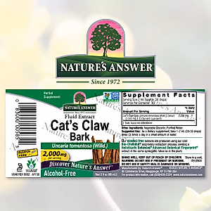 Nature's Answer Cat's Claw Inner Bark 2000 mg 2oz Extract | Supports Joint & Muscle Function | Gluten-Free, Alcohol-Free, Vegan, Kosher Certified & No Preservatives | Single Count