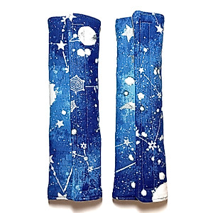 Set of 2 Universal Car Seat Belt Cover, Blue Moon White Dreamcatcher Saturn Star, Truck SUV Cushion Seatbelt Shoulder Strap, Soft Comfortable Driving Protection, Plush Padded 100% Cotton Adult Child