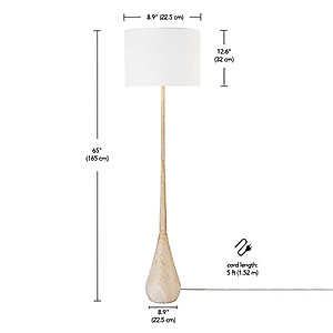 Globe Electric 52112 65" Floor Lamp, Faux Wood, Cotton Shade