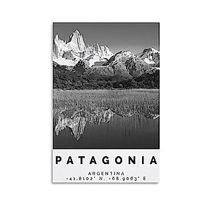 Patagonia Print Black And White Photo, Patagonia Wall Art, Patagonia Travel Poster, Patagonia Photo Canvas Art Poster And Wall Art Picture Print Modern Family Bedroom Decor Posters 24x36inch(60x90cm)