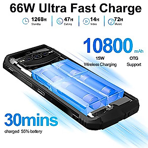 DOOGEE S100 Rugged Smartphone(2023), 20GB+256GB Dual 4G Gaming Rugged Phones Unlocked, 120Hz 6.58" Rugged Cell Phone, 66W Fast Charge, Dual Speakers, Android 12, 108MP Camera, Night Vision, NFC, OTG