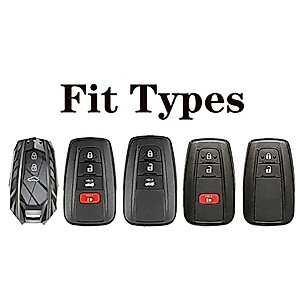 DEGEMEEN Zinc Alloy Key fob Cover, Keychain, Key Case Compatible for Toyota Highlander RAV4 Camry Avalon Corolla C-HR GT86 Prius Prius Prime Prado Corolla