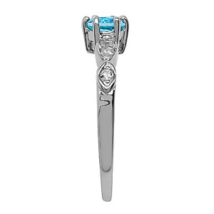 Silvershake Genuine Paraiba Neon Blue Topaz White Gold Plated 925 Sterling Silver Engagement Gemstone Ring for Women Size 8.5