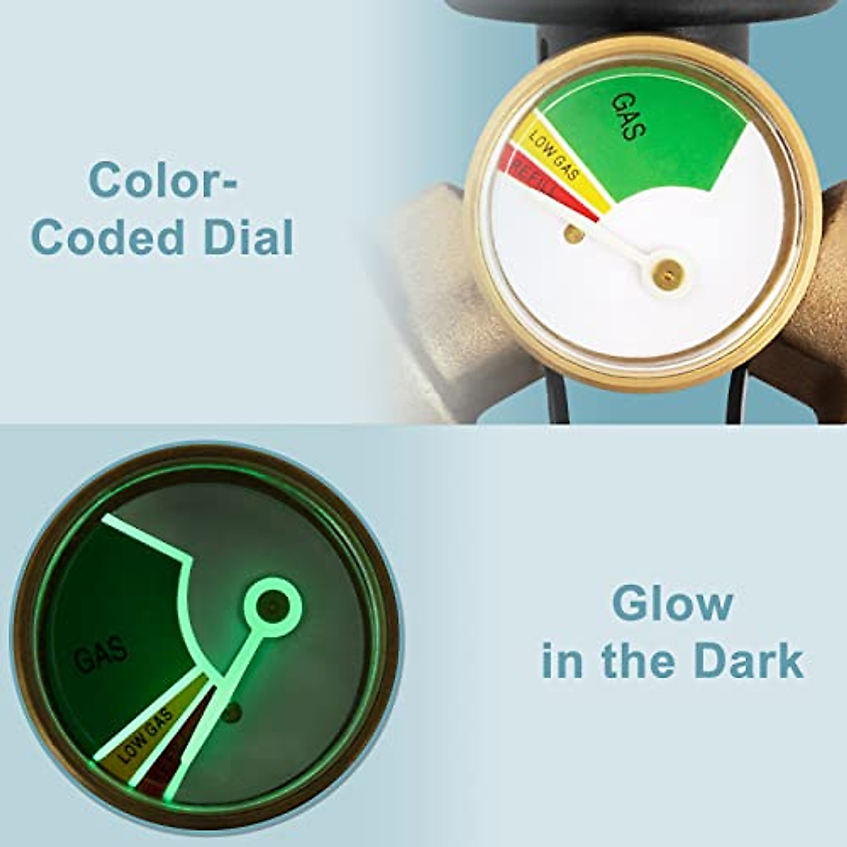 SHINESTAR 1lb to 20lb Propane Adapter with Durable Braided Hose, Comes with A Propane Tank Splitter with Gauge, Fit for Propane Stove, Griddle, Gas Grill and More