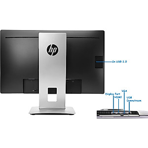 HP EliteDisplay E222 Full HD 22 Inch LED Monitor, 1080p at 60Hz, VGA, HDMI, Display Port, USB 2.0, 178 Degree Viewing Angle, 7ms Response Time, 250 Cd/m Brightness (Renewed), Black & Silver