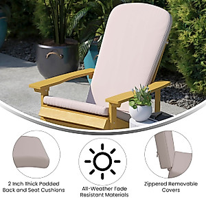 Merrick Lane Atlantic Rocking Adirondack Chairs with Cushions - Black Polyresin Construction - Cream Comfort Foam Cushions - Classic Design - Set of 2