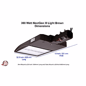 42,000 Lumen - 300 watt NextGen III LED Shoebox Lights - Dimmable - NO Photocell - Bronze - Slip FIT Mount - 10KV Surge