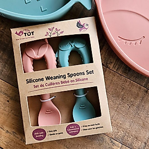 Tidy Tot ®™ Baby Weaning Spoons 2 Pack. Baby Led Weaning Spoon for Self Feeding Babies and Toddler Spoons. Soft Tip Silicone Weaning Spoons. Easy Grip Handle.